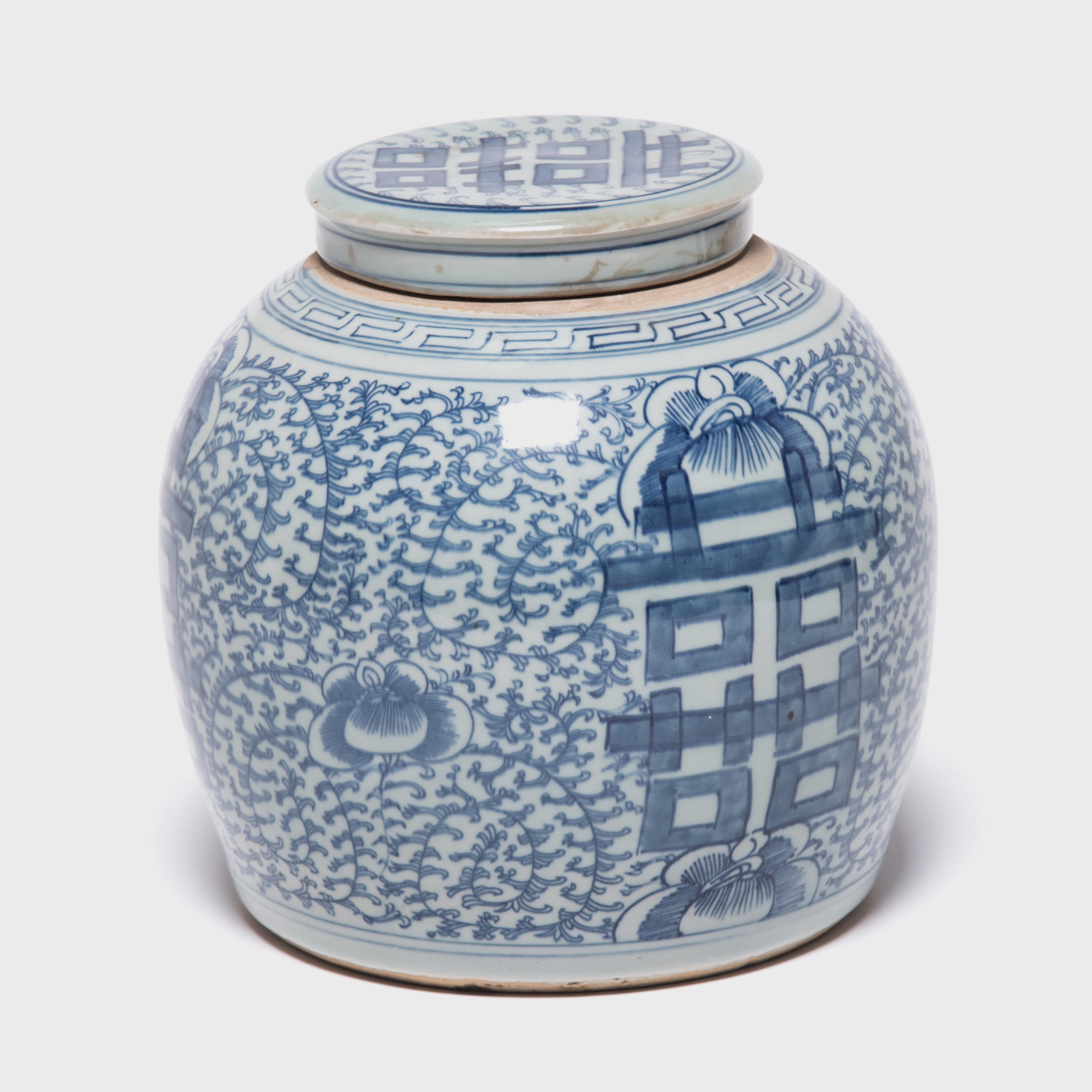 Blue and White Double Happiness Jar - Browse or Buy at PAGODA RED