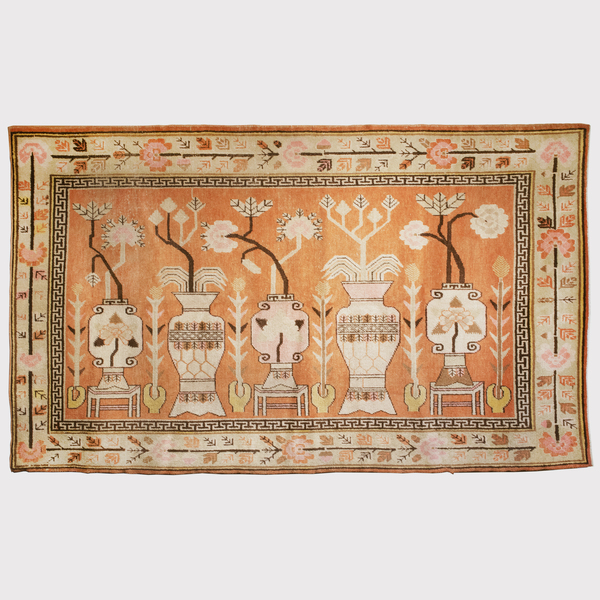 Antique Pictorial Samarkand Carpet with Vases and Blossoms - Browse or ...