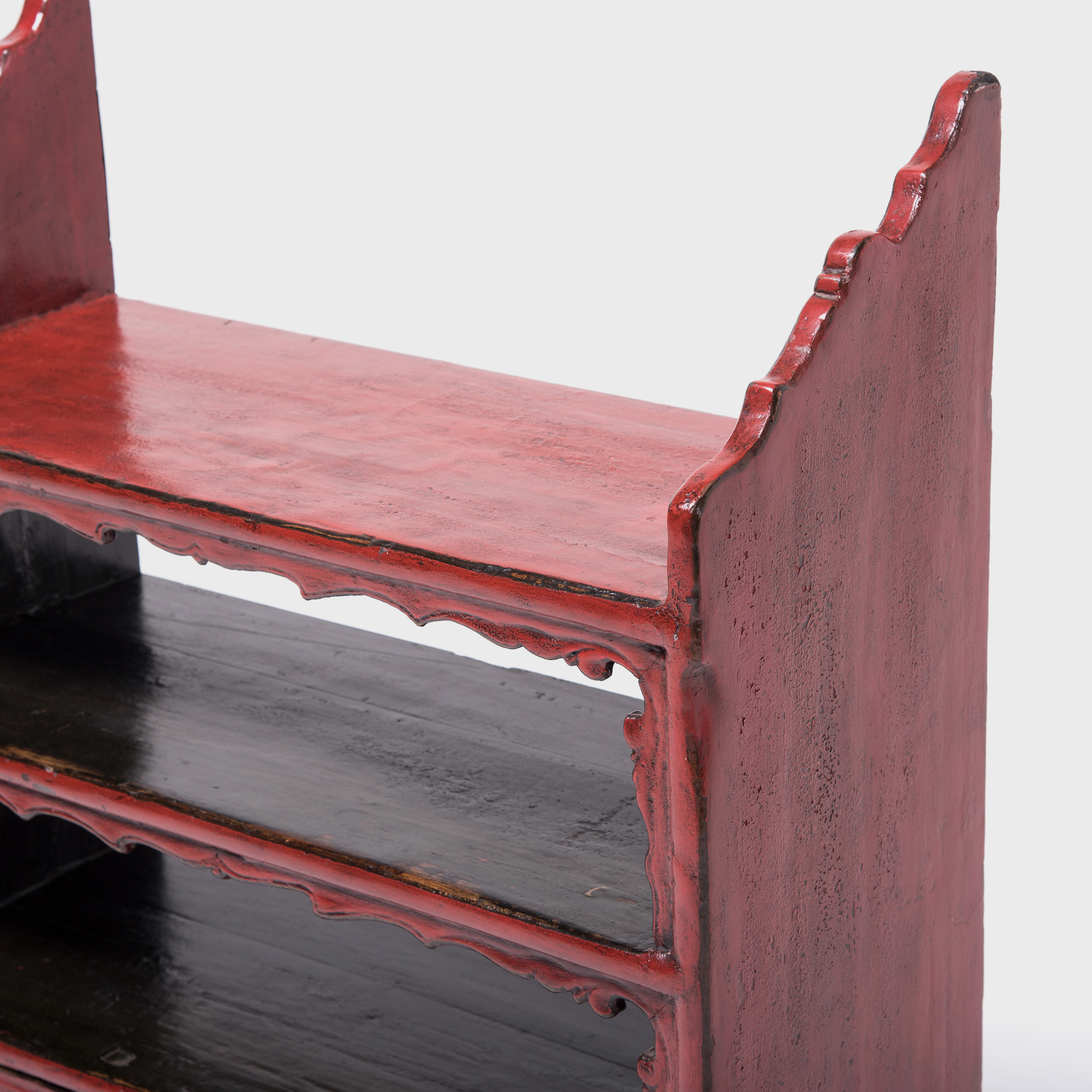 Three Drawer Red Lacquer Collector's Shelf - Browse or Buy at PAGODA RED