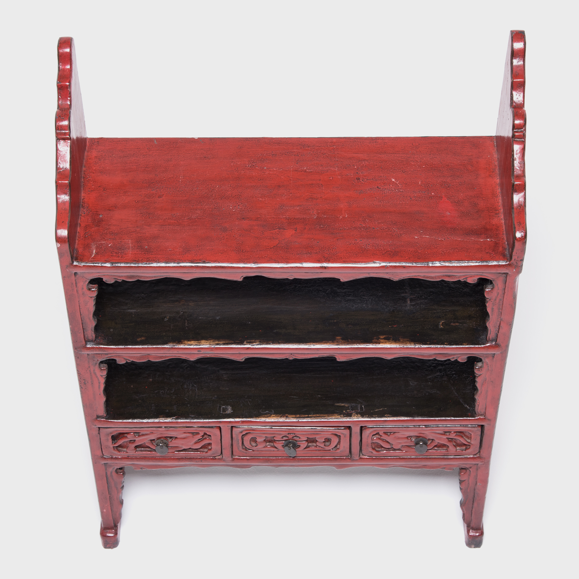 Three Drawer Red Lacquer Collector's Shelf - Browse or Buy at PAGODA RED