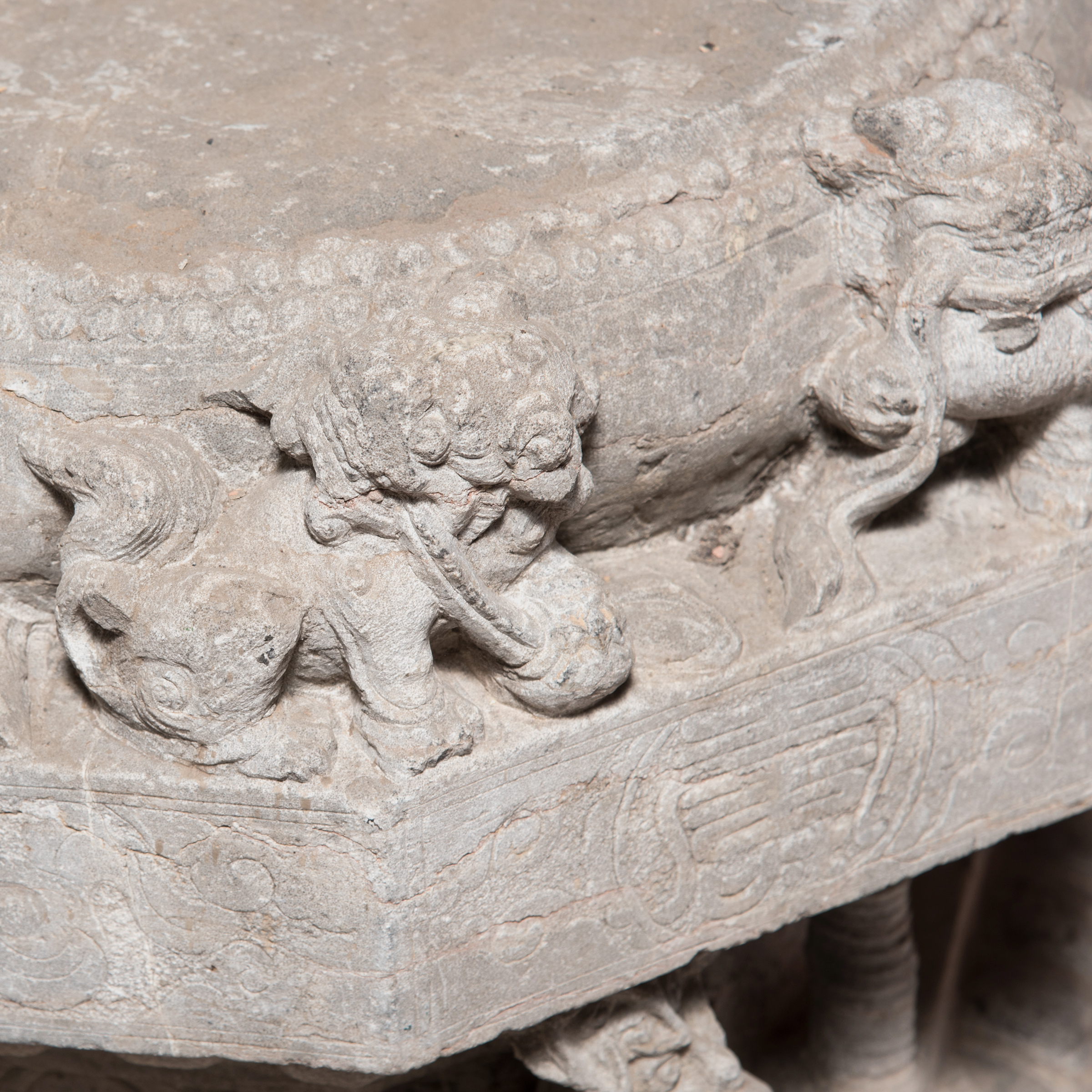 Pair of Highly Carved Stone Column Bases - Browse or Buy at PAGODA RED