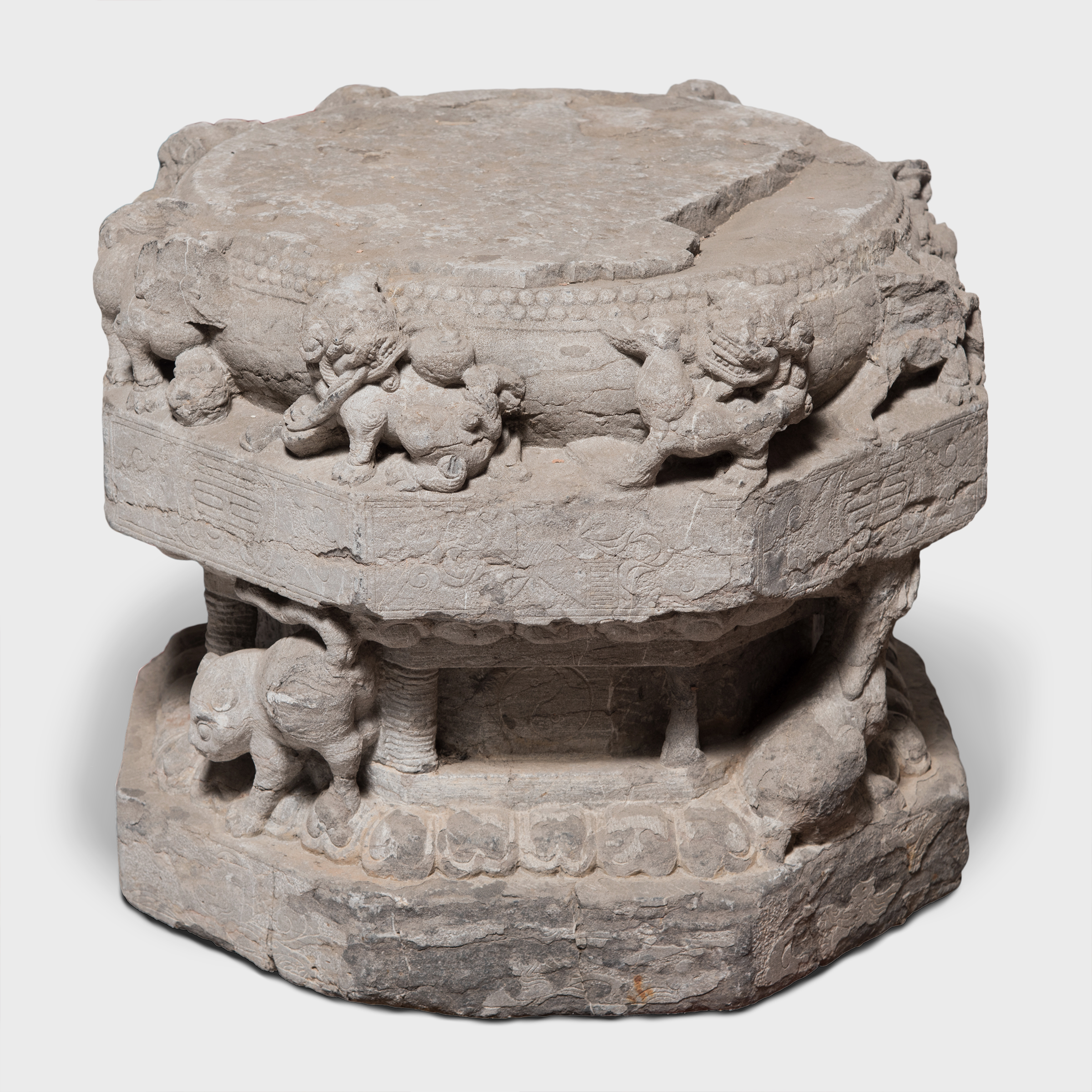 Pair of Highly Carved Stone Column Bases - Browse or Buy at PAGODA RED