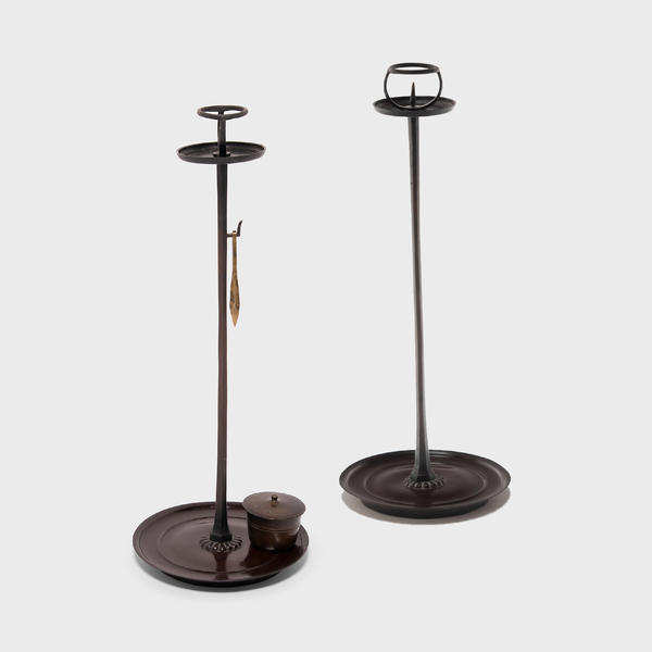 Pair of Japanese Shokudai Candle Stand with Wick Box and Pinchers ...