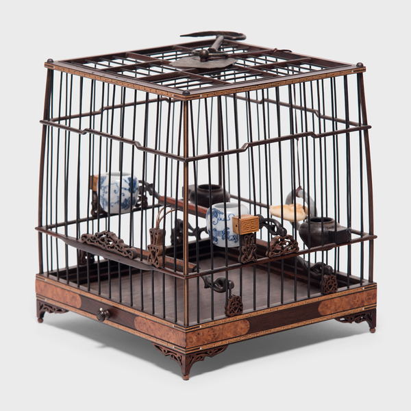 Square Birdcage with Burl Inlay - Browse or Buy at PAGODA RED