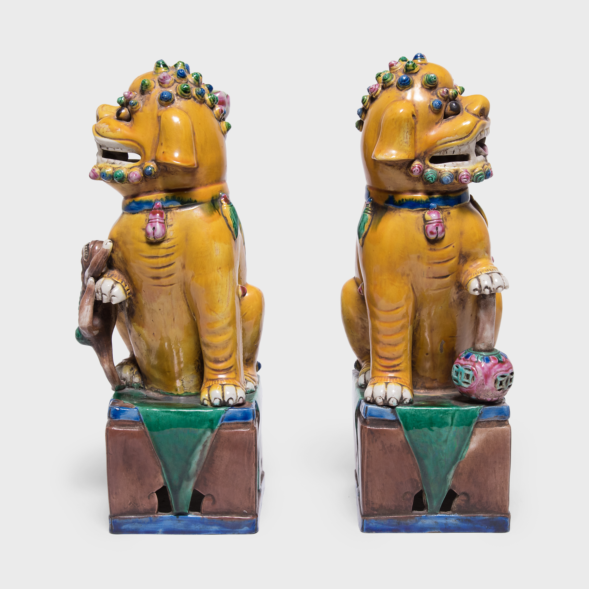 Pair of Yellow Glazed Fu Dogs - Browse or Buy at PAGODA RED