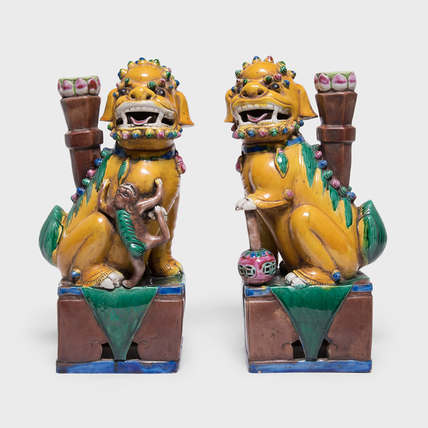 Pair of Yellow Glazed Fu Dogs - Browse or Buy at PAGODA RED